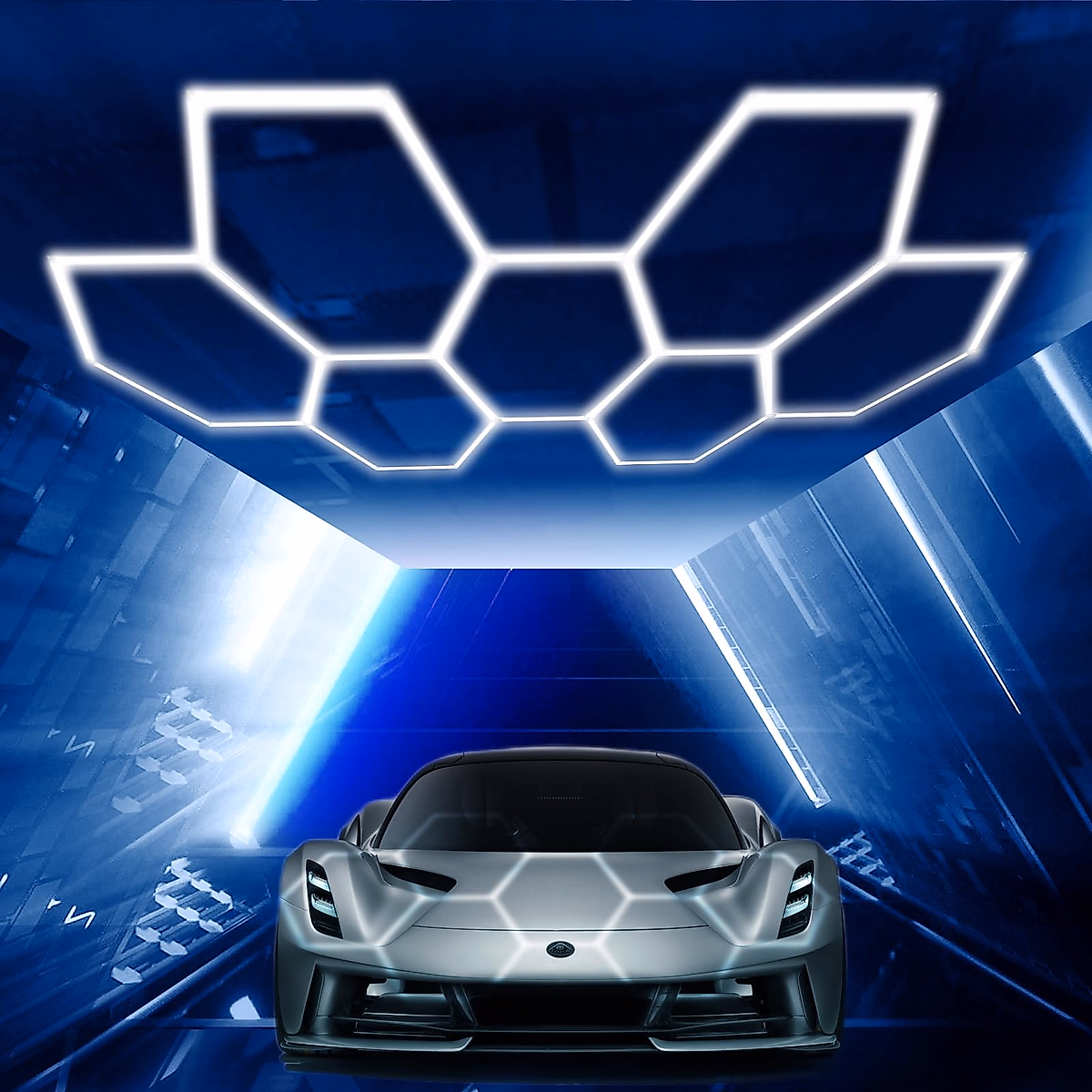 Intoo Lifes Hexagon LED Garage Light: 33 Pack Updated Bigger Size, 30720LM 256W 6500K Super Bright Car Detailing Ceiling LED Shop Light for Warehouse Workshop Gym Basement Car Care Wash Room