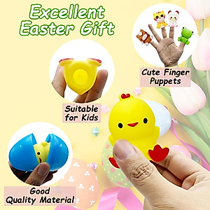 AouEtnay 12 Pcs Easter Eggs with Animal Finger Puppets Filled Easter Eggs for Kids Easter Basket Fillers, Hunt and Party Favors