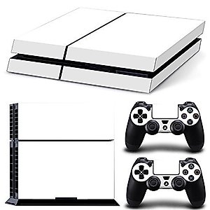NDAD Protective Vinyl Pure White Hot Skin Decals Cover for Sony PlayStation 4 PS4 Console and 2 PS4 Controller Sticker Skins