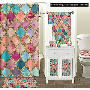 RNK Shops Glitter Moroccan Watercolor Waste Basket - Single Sided (White)