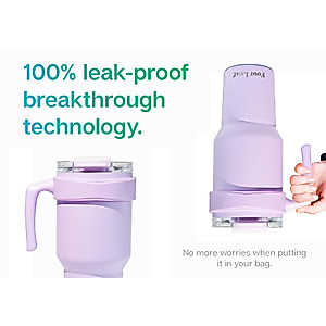 Four Leaf TrustyMate – 100% Leak Proof 40 Oz Tumbler with Handle and Built-In Straw Lid – Insulated Leak Proof Stainless Steel Tumbler