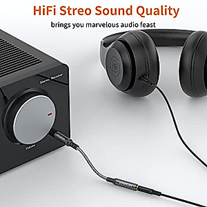 6.35mm 1/4 to 3.5mm 1/8 Adapter Cable, 3-Pack TRS 6.35mm Male to 3.5mm Female Stereo Jack Aux Audio Adapter for Amplifiers, Guitar, Keyboard Piano, Laptop, Home Theater, Phone, Headphone (0.5FT)