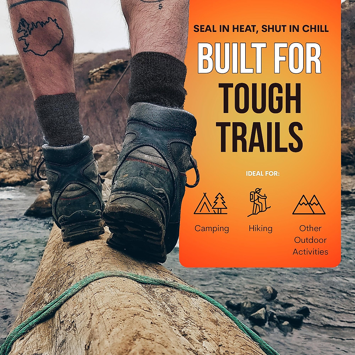 UNIQUE STYLES ASFOOR - Thermal Winter Socks for Men, Moisture-Wicking Warm Socks for Men, Hiking Socks & Ski Socks for Outdoors, 3 Pairs of Thick Socks for Men