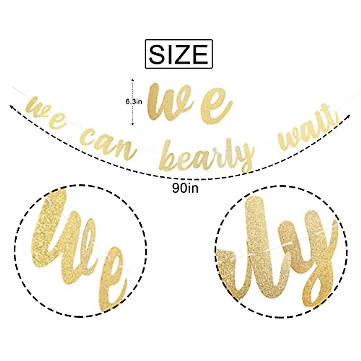 We Can Bearly Wait Banner - Teddy Bear Baby Shower Decorations, Decor for a Bear Themed Baby Shower, Smash Cake Props