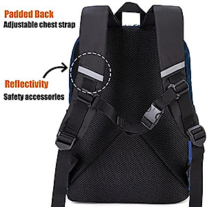 HawLander Little Kids Backpack for Boys Toddler School Bag Fits 3 to 6 years old, 15 inch, Navy Blue