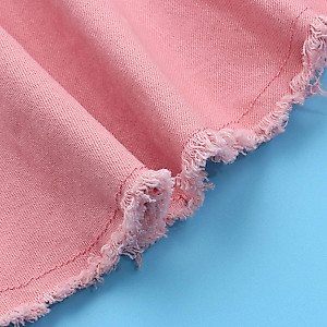 ICECTR Toddler Baby Girls Kid Flared Denim Pants Ruffled Wide Legs Ripped Jeans High Waist Bell Bottoms Casual Outfit (Pink, 3-4T)