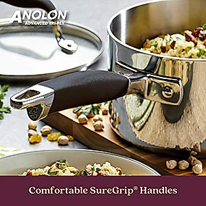 Anolon Advanced Triply Stainless Steel Cookware Pots and Pans Set, 10 Piece, Onyx