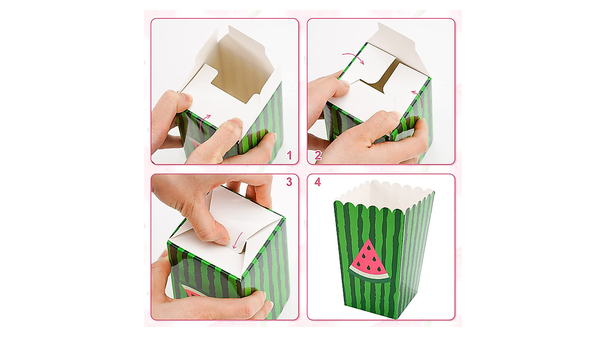 Watermelon Popcorn Boxes - 24 Pack for Party Favors & Snacks