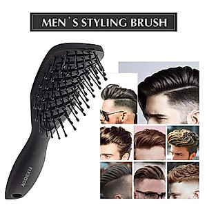 FIXBODY Curved Vent Hair Brush for Blow Drying, Styling and Solon, Detangling Hair Brush for Short Thick Tangles Hair, Both Men and Women, Black