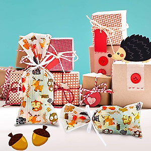 Zonon 100 Woodland Treat Bags Woodland Animal Party Favor Candy Bags Forest Animal Cookie Bags Squirrel Owl Deer Hedgehog Bear Creatures Cellophane Bags for Kids Baby Shower Birthday Party