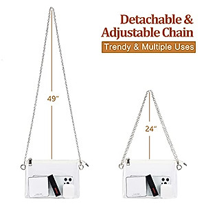 COZYOFFI Clear Purse for Women Stadium Approved Transparent Crossbody Bag for Concert Sports (Silver)