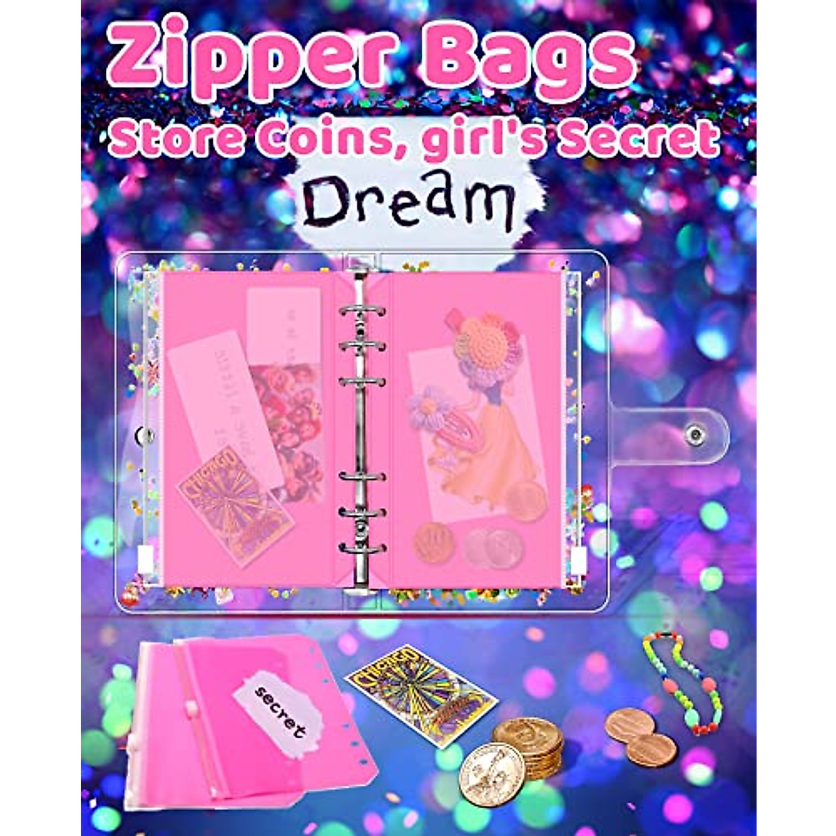 DIY Journal Kit for Girls, 6 7 8 9 10 11 12 13 Year Old Girl Gift Ideas, Birthday Gifts for Girls Age 6-13 Years Old and Up, Kids Scrapbooking Kit for Girls