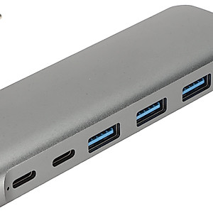 Septpenta 8 in 1 USB C Hub, 4K Resolution 100W High Speed Pass Through Charging, 5Gbps Data Transfer, 480MB/S Read/Write Speed for Connecting USB Peripherals, Hard Drives, Printers, Etc.
