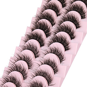 Mink Lashes Fluffy Natural Look 15-18mm Eyelashes Wispy False Eyelashes 10 Pairs FANXITON Faux Mink Lashes Pack 3D Volume 2 Styles Fake Eye Lashes Multipack
