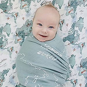 Swaddle Blanket, Boutique Muslin Blankets for Girls & Boys, Baby Receiving Swaddles, Ideal Newborn & Infant Swaddling Set, Perfect Shower Gifts, 2 Pack (World Map + Someday)