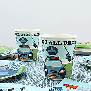 Police Birthday Party Supplies - (Serves 24) - Police Car Dinner Plates, Dessert Plates, Cups, Napkins. Swat decorations for Kids, Boys, Girls and More. Cops and Robbers Party Supply.