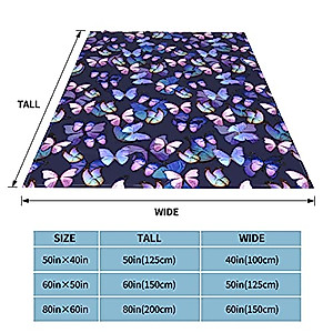 Nmbvcxz Butterfly Throw Blanket Cozy Flannel Fleece Blanket Air Conditioning Blanket for Living Rooms Sofa 50"x40"