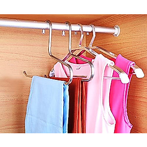 YUNAI 3Pcs Stainless Steel Pants Hangers, Open Ended Hangers, Jean Hangers, Strong Durable Anti-Slip Slacks Hangers for Space Saving.(Silver)