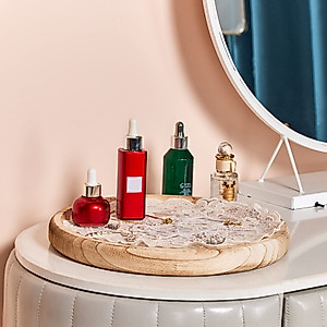 Yangbaga 11.8In Wooden Decorative Serving Tray - Round Wooden Easter Decorations Craft Trays,DIY Centerpiece Candle Holder Trays for Kitchen Countertop Crafts Art Home Decor Halloween Decoration