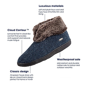 Acorn Women’s Chinchilla Bootie Slipper, Plush Faux Fur with a Multi-Layer Memory Foam Footbed And A Rubber Sole.