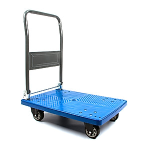 Platform Truck with 880lb Weight Capacity and 360 Degree Swivel Wheels, Dolly Cart Heavy Duty, Foldable Push Hand Cart with Large Size 35.8x24x34in for Loading and Storage (Blue, S)