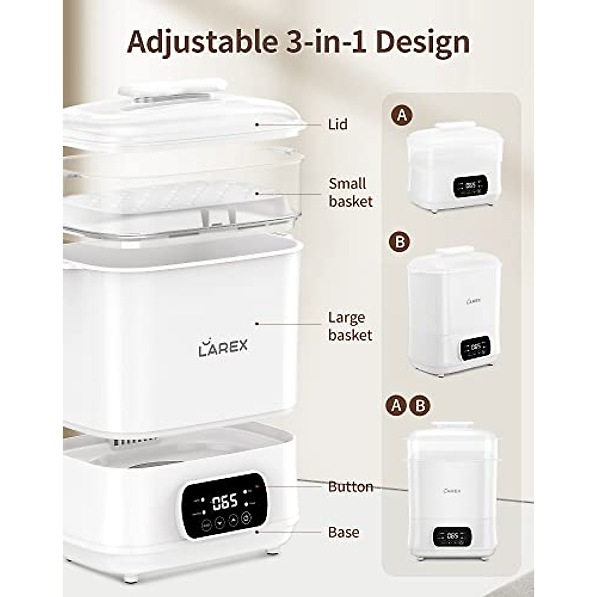 Baby Bottle Sterilizer,Electric Steam Bottle Sterilizer and Dryer,4-in-1 Baby Bottle Sanitizer,Universal Fit for All Baby Items,Breast Pump Accessories