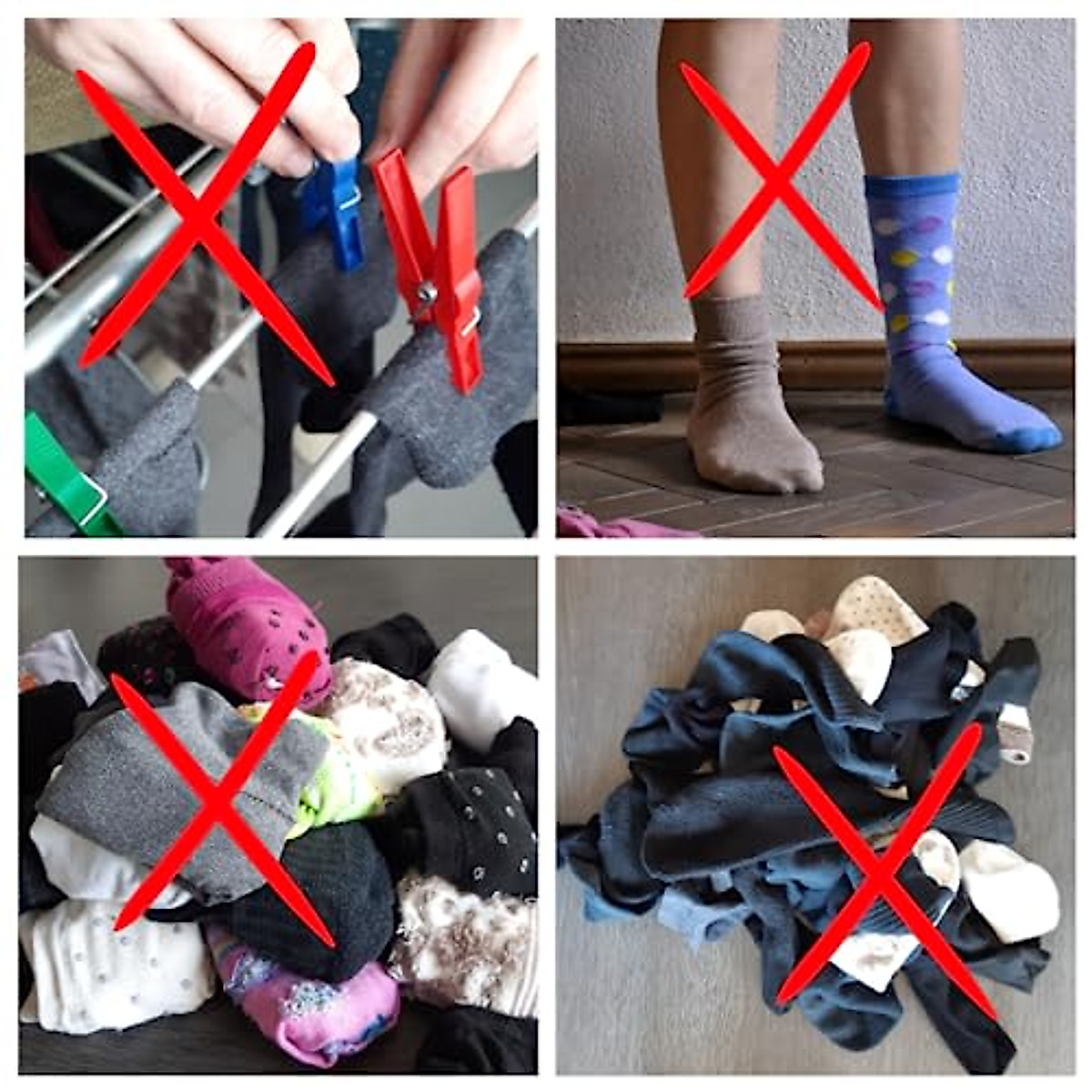 Alcrea® 32 Sock Clips for Washing Machine and Dryer, with Hanging Hook. Stop Pirates. Directly to The Drawer with The Clip on, Without Folding, Without Losing, or Pairing. The Socks’ Complete Cycle
