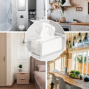 Acrylic Dryer Sheet Holder with Lid Minimalist Clear Dryer Sheets Dispenser Rectangular Tissue Box Cover for Laundry Room Bathroom Organization Storage Container