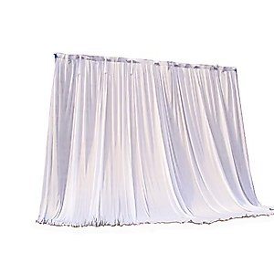 HAORUI Ice Silk Backdrop Curtain for Wedding Ceremony Photography Banquet Event Party 10ft White