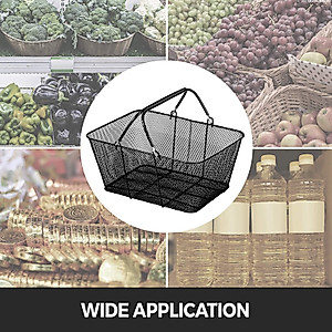 Mophorn 12PCS Shopping Baskets with Handles, Black Metal Shopping Basket, Portable Wire Shopping Basket, Black Wire Mesh shopping Basket Set for Stores Shopping
