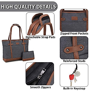 RAVUO Laptop Tote Bag, Water Resistant Lightweight Women's 15.6 Inch Laptop Work & Teacher Shoulder Bag with Padded Compartment