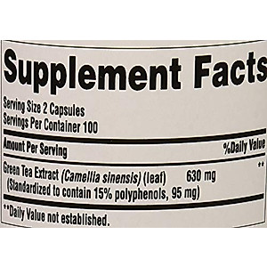 Puritans Pride Green Tea Standardized Extract 315 Mg Capsules, 200 Count