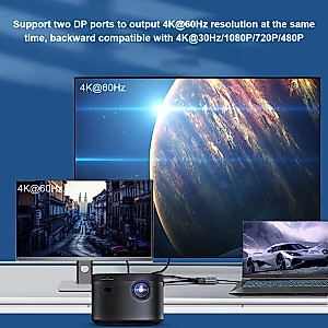 WJESOG Displayport to Dual Displayport Splitter Dual 4K@60Hz Resolution,DP to 2 Displayport Hub Multi Stream Transport Support 4K Resolution for Windows and Mac System