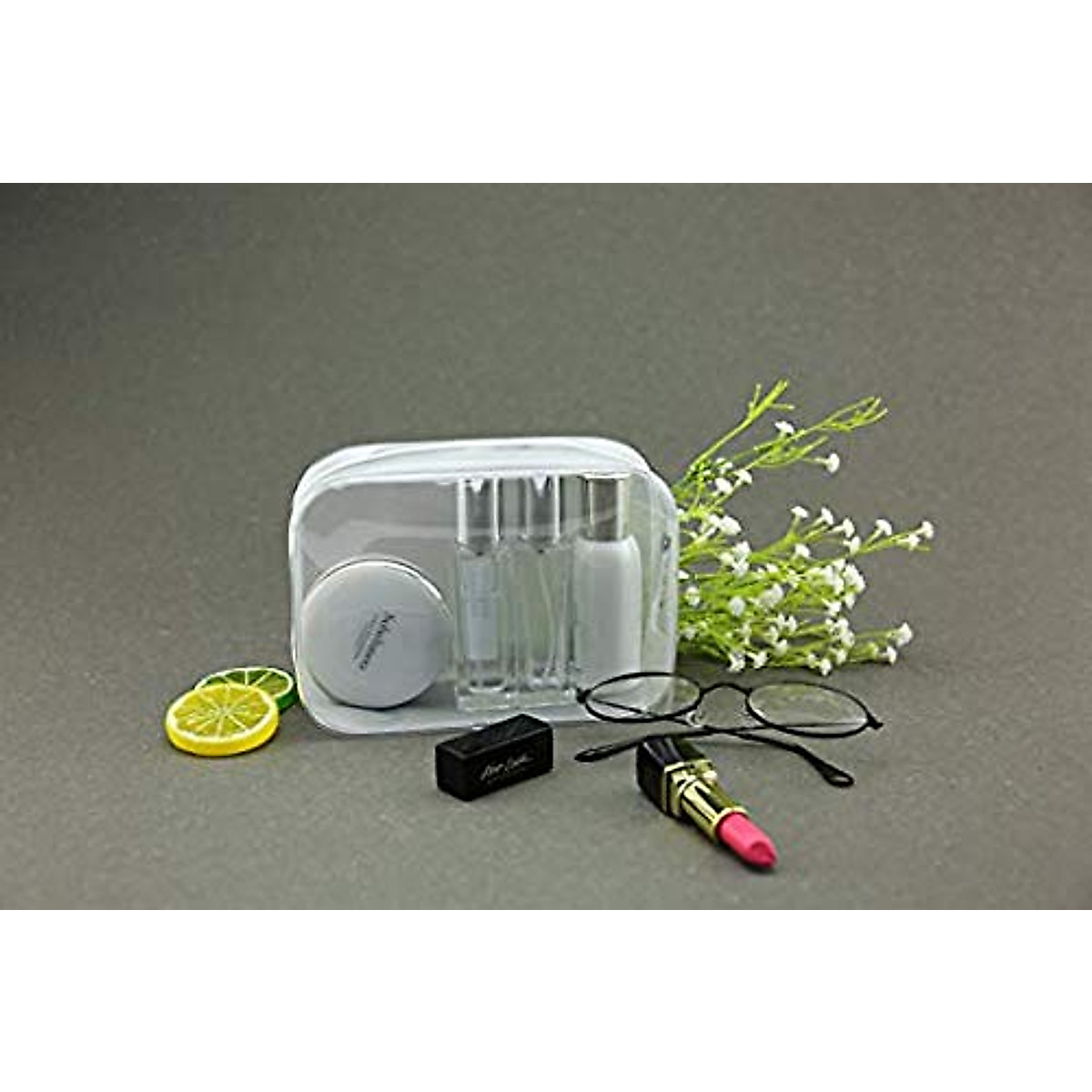 BEFORYOU 6 Pack Clear Toiletry Carry Pouch with Zipper Portable Plastic Waterproof Cosmetic Bag TSA Approved for Vacation Travel Bathroom and Organizing (White, Small)