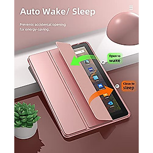 MoKo Case Fits All-New Kindle Fire HD 10 & 10 Plus Tablet (11th Generation, 2021 Release) 10.1", Soft TPU Translucent Frosted Back Cover Protector Multi-Angle Smart Shell, Auto Wake/Sleep, Rose Gold