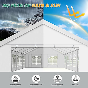 COBIZI 20x40ft Party Tent Heavy Duty, Wedding Tent, Event Tents For Parties, Carpas Para Fiestas With 8 Removable Sidewalls, 20x40 Tent with Built-in Sandbag, UV50+, Big Tent For Party, Carport, White