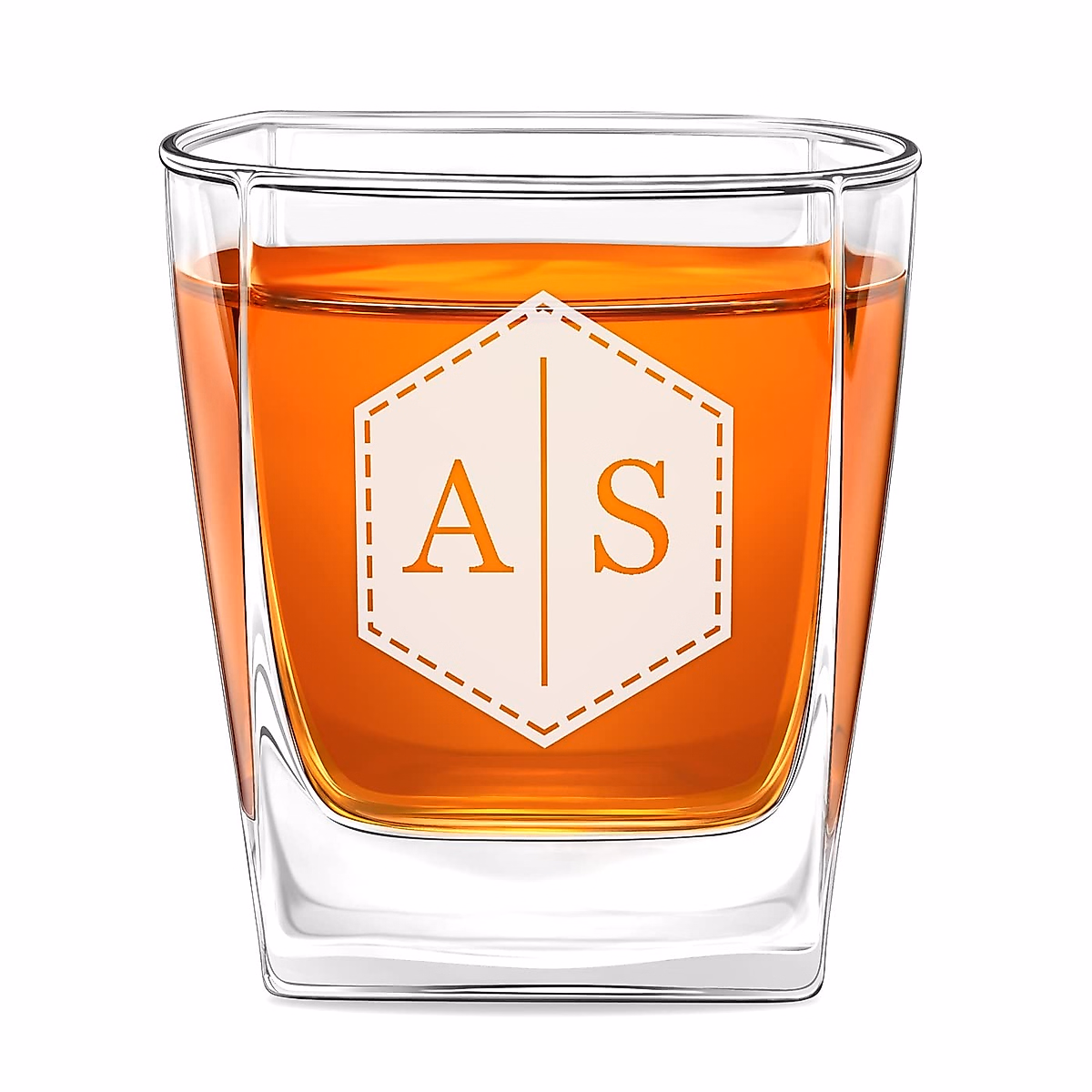 Maverton Set of 6 whiskey glasses for woman - Personalized Tumblers for Birthday - Drinking glasses for her - Customized whisky set for anniversary - Stylish glassware - INITIALS