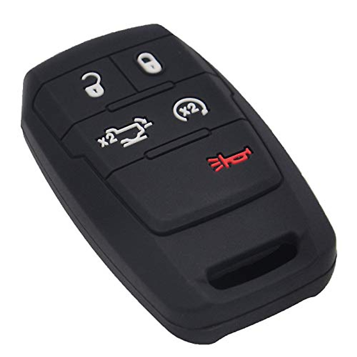 WEIBISS 2 Pack 5 Buttons Rubber Silicone Smart Key Cover Case Shell Fob Holder Bag Keyless Protector Fit for 2019 2020 RAM 2500 3500 5500 GQ4-76T 68365327, Black Purple