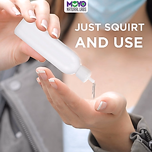 MoYo Natural Labs 4 oz Squirt Bottles, Squeezable Empty Travel Containers, BPA Free HDPE Plastic for Essential Oils,Liquids,Toiletry/Cosmetic Bottles(Neck 20-410) (Pack of 6, HDPE Translucent White)