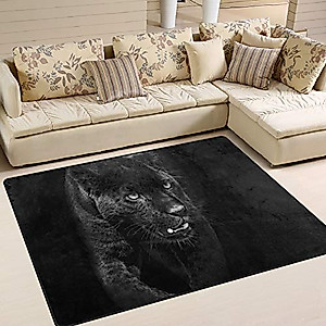 Large Area Rugs Panther in Dark Printed,Lightweight Water-Repellent Floor Carpet for Living Room Bedroom Home Deck Patio,6'8" x 4'10"