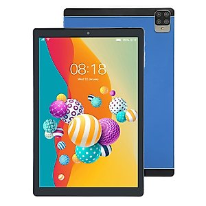 AYNEFY Android Tablet 10 Inch, 128GB Tablet 10.1 Inch Blue 6GB 128GB 10 Core CPU 8800mAh Dual Band 5G WiFi Type C MT6592 10.1 Inch Tablet 100‑240V (US Plug)