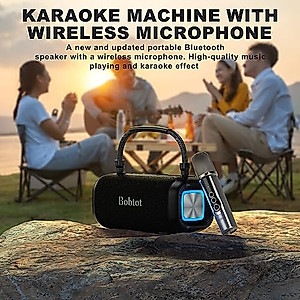Bluetooth Speaker Portable Waterproof Speakers, Wireless Microphone IPX7 60W RGB Light Bass Stereo Sound for Outdoor, Small & Big Home Party Speaker