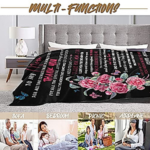 Mom Gift from Son Daughter Personalized Soft Flannel Blankets Flower Butterfly Throw Blankets Gift for Mothers Day Birthday Family Holiday 50"x 60"