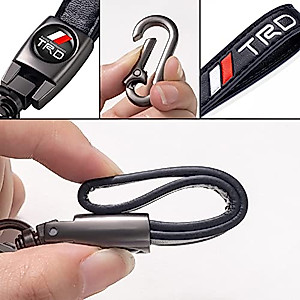 MIGUOER Genuine Leather Car Keychain for Toyota TRD Sequoia Tundra Tacoma 4Runner Trucks,Car Key Chain for Men and Woean Family Present Key Ring