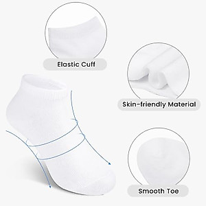 Auranso 12 Pairs Boy Athletic Ankle Socks Girl Low Cut Sock White Black Grey 9-12 Years