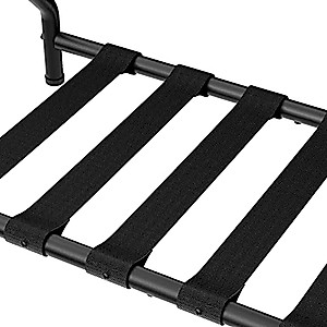HOOBRO Luggage Racks Set of 2, Folding Suitcase Stand for Guest Room, Metal Luggage Holder with Storage Shelf, Bedroom, Hotel, Black BK03XLP201G2