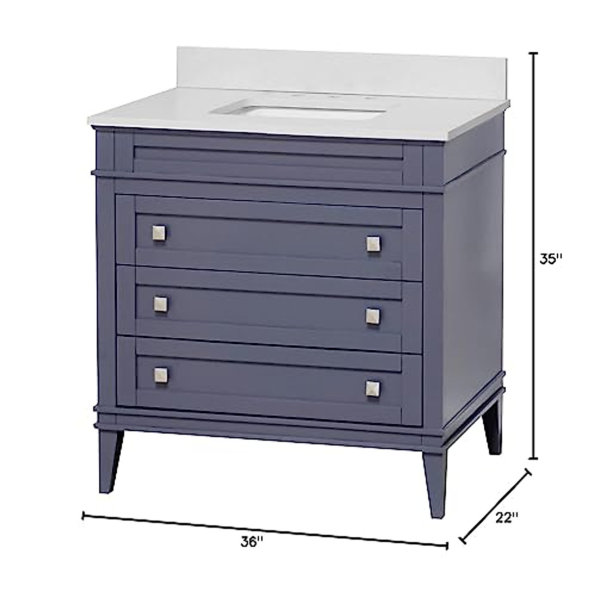 Eleanor 36-inch Bathroom Vanity (Quartz/Marine Gray): Includes Marine Gray Cabinet with Stunning Quartz Countertop and White Ceramic Sink