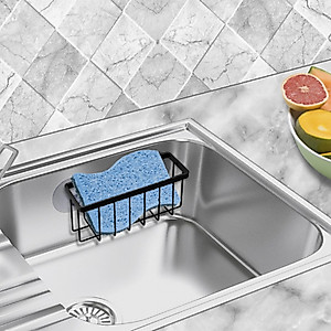 SHFKS Sponge Holder for Kitchen Sink Suction,Kitchen Sink Sponge Holder,Kitchen Sponge Holder,Dish Sponge Holder for Sink,Kitchen Sink Caddy (BLACK)