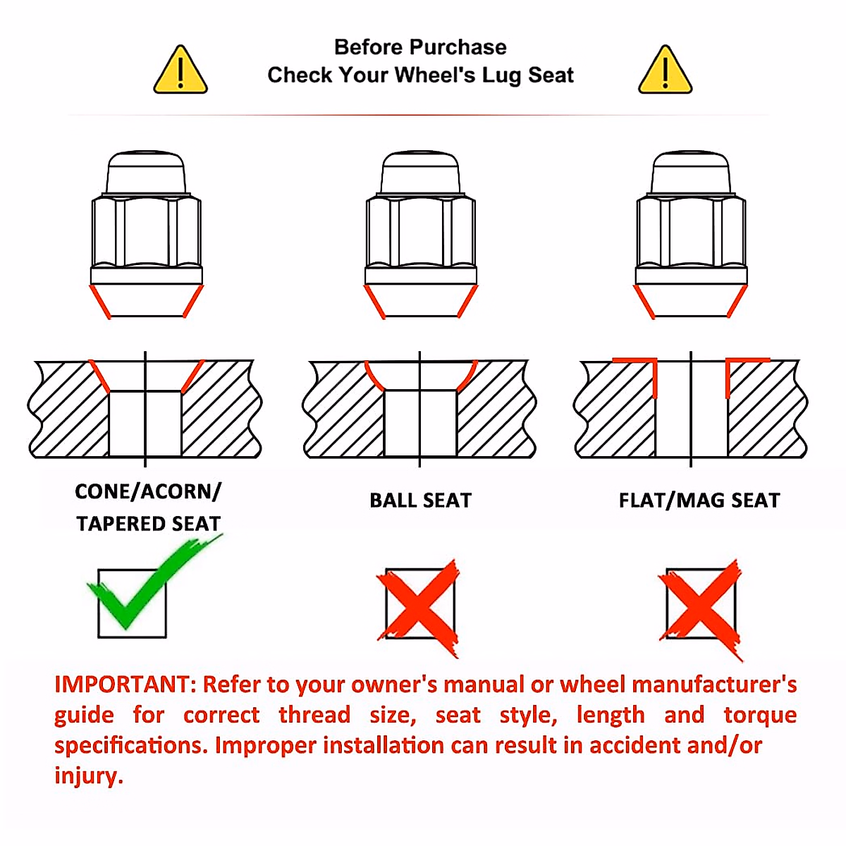 White Knight M12x1.50 Bulge Acorn Lug Nuts for Selective Aftermarket and Factory Wheels, Easy to Install, Durable Carbon Steel with Stylish Triple Layered Chrome Finish - 1707S-4AM (4 Pack)
