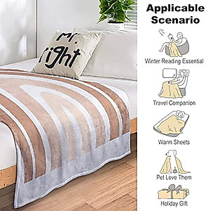 Neutral Boho Rainbow Flannel Fleece Throw Blankets 50"X40" Lightweight Fluffy Winter Fall Blanket Cozy Soft Fuzzy Plush Home Decor for Couch Bed Sofa Bedroom Living Room Travel